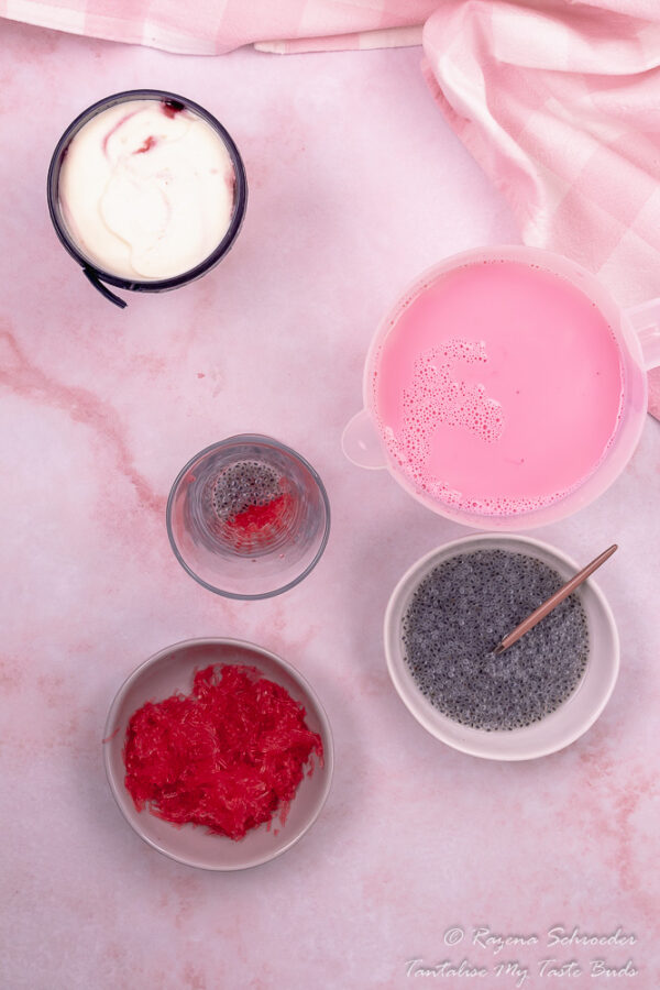 Cape Malay Rose Falooda Milkshake With China Grass - Tantalise My Taste ...