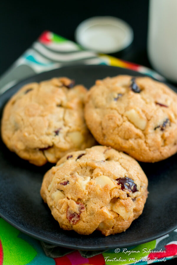 Cranberry, Macadamia And White Chocolate Cookies - Tantalise My Taste Buds